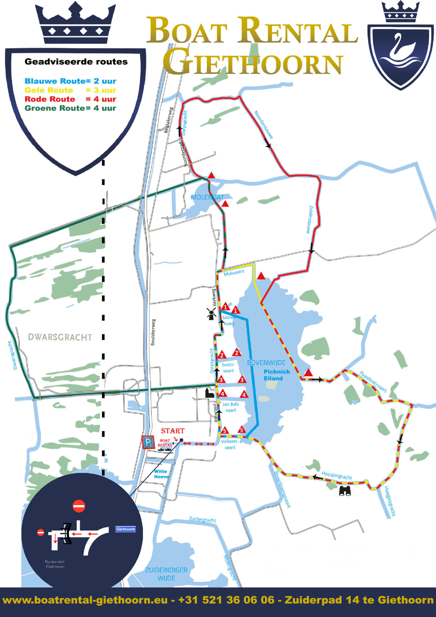 Map of Giethoorn - BoatRental-Giethoorn.EU